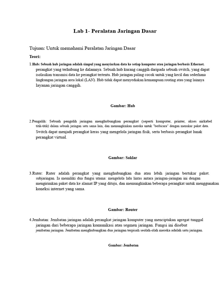 Peralatan dan Kabel Jaringan Dasar | PDF
