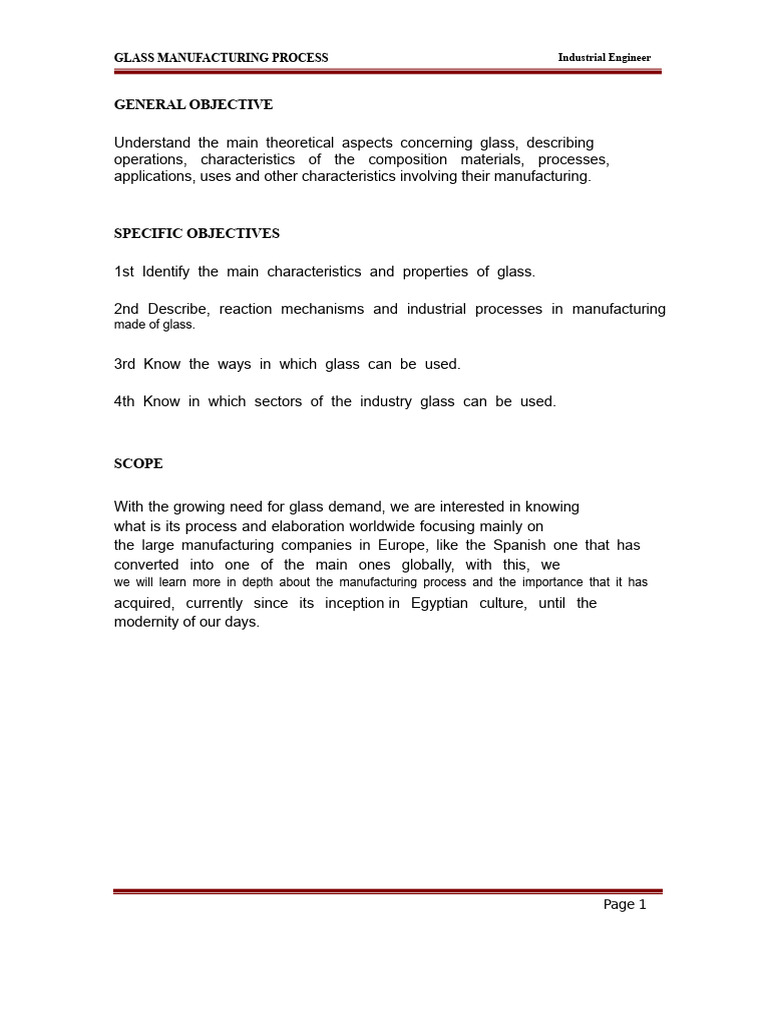 Glass Manufacturing Process Overview | PDF | Glasses | Recycling
