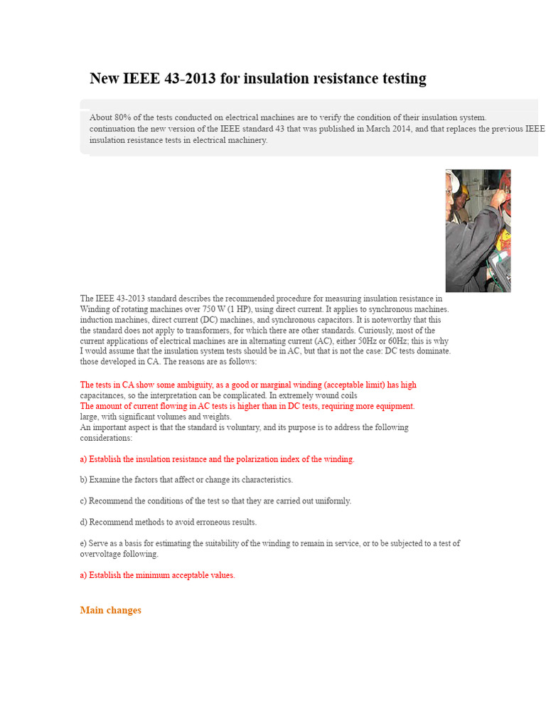 IEEE 43-2013 Insulation Resistance Testing | PDF | Direct Current ...