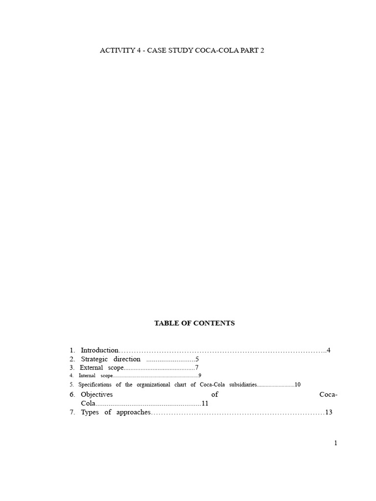 Activity 4 - Case Study Coca Cola Part 2 | PDF | Soft Drink | The Coca ...