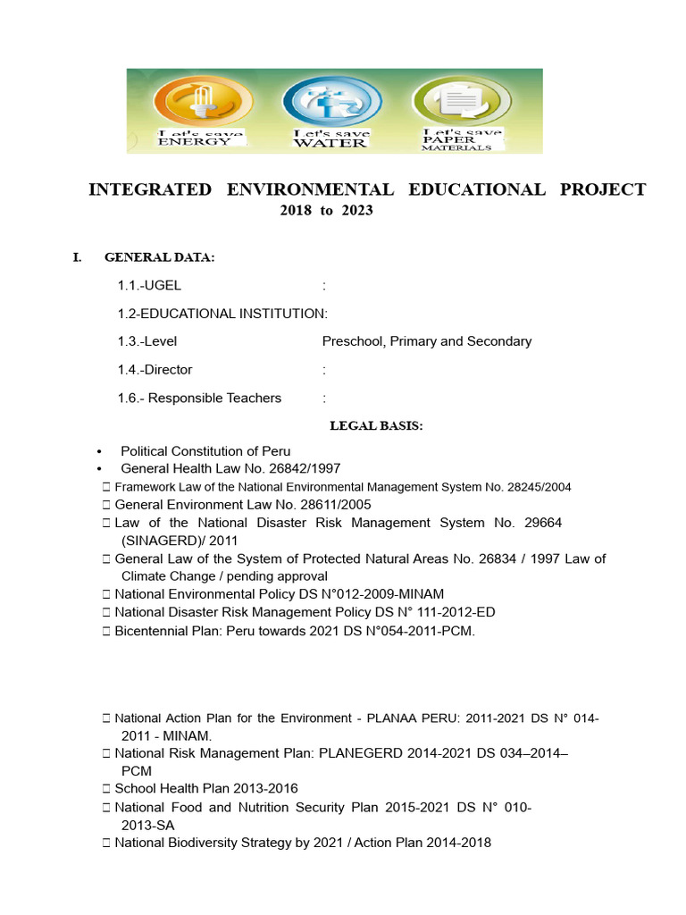 Environmental Education Project 2018-2023 | PDF | Sustainability ...