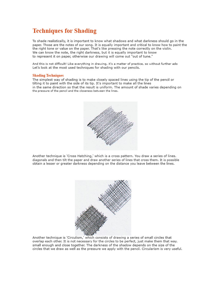 Techniques For Shading | PDF | Drawing | Pencil