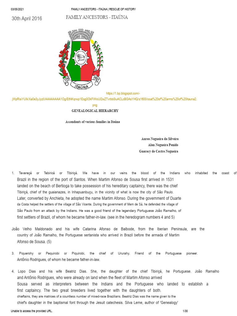 Itaúna Family Ancestors Genealogy Guide | PDF | Brazil
