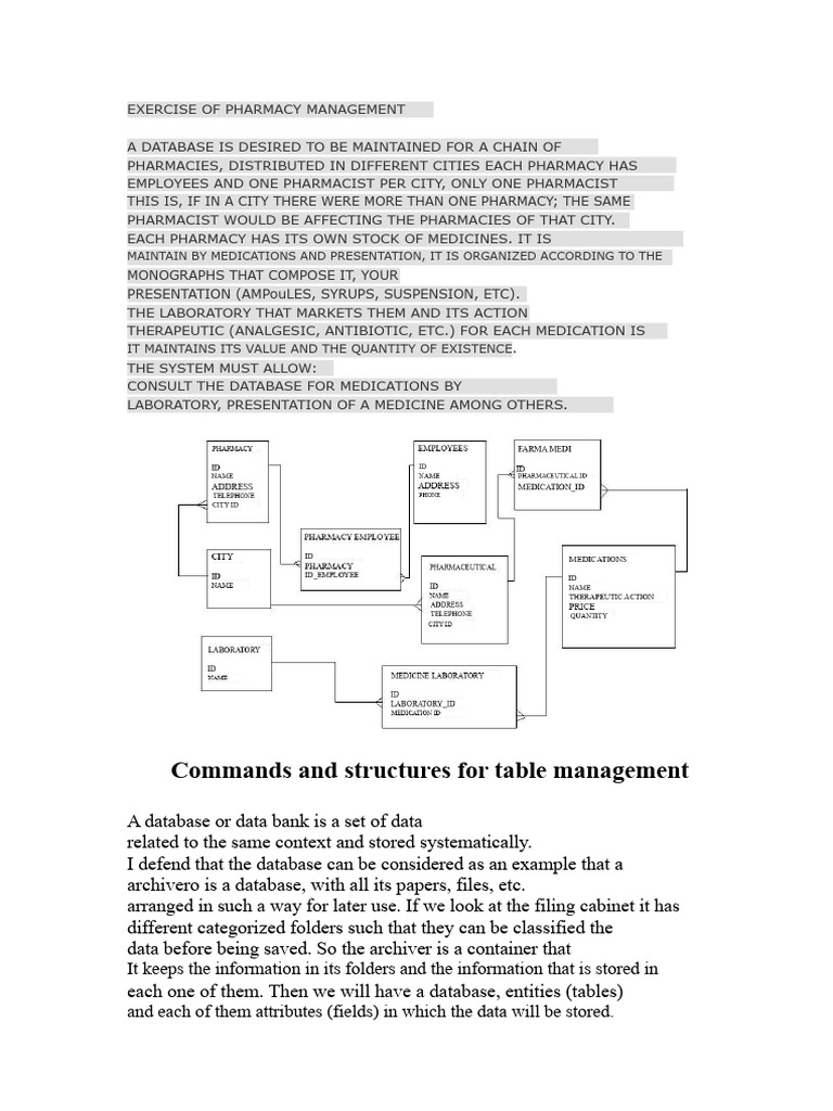 Pharmacy Management Exercise | PDF | Databases | Command Line Interface