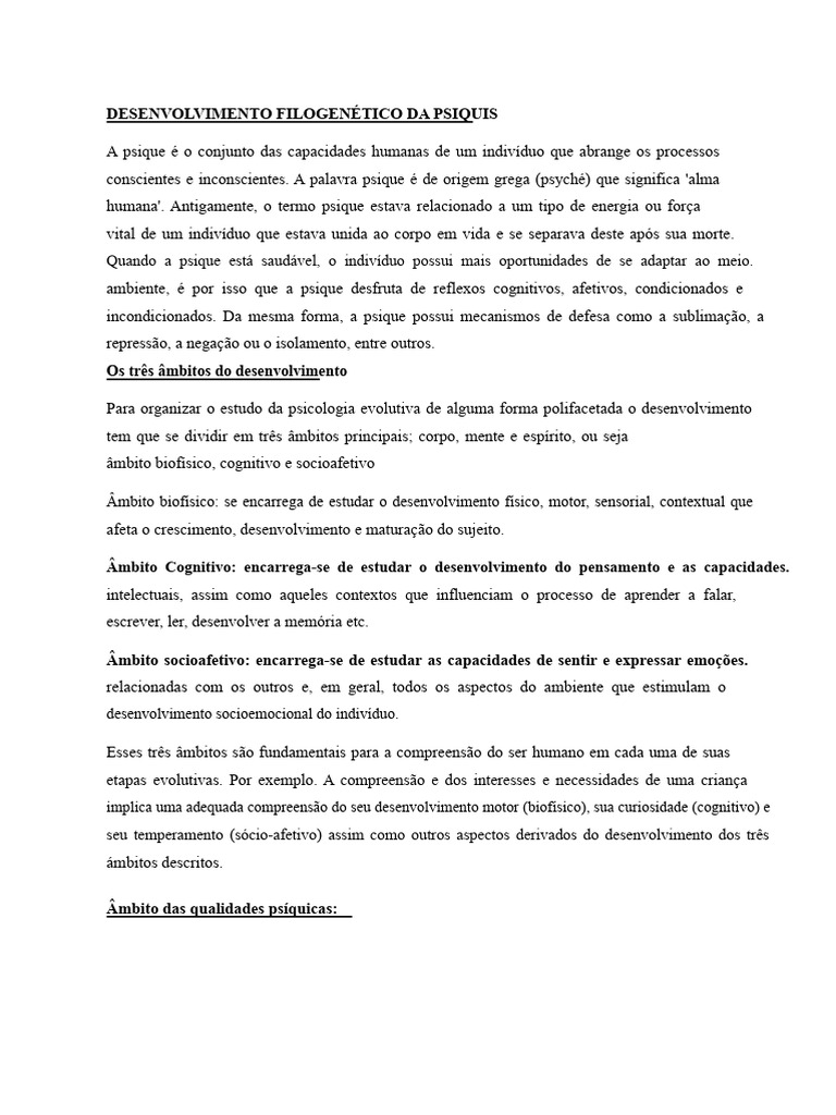Desenvolvimento da Psique Humana | PDF | Sociologia | Sociedade