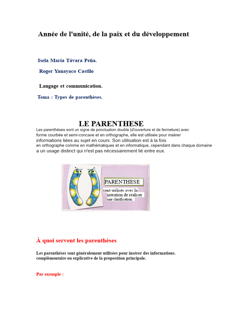 Types et usages des parenthèses | PDF | Crochet (typographie ...