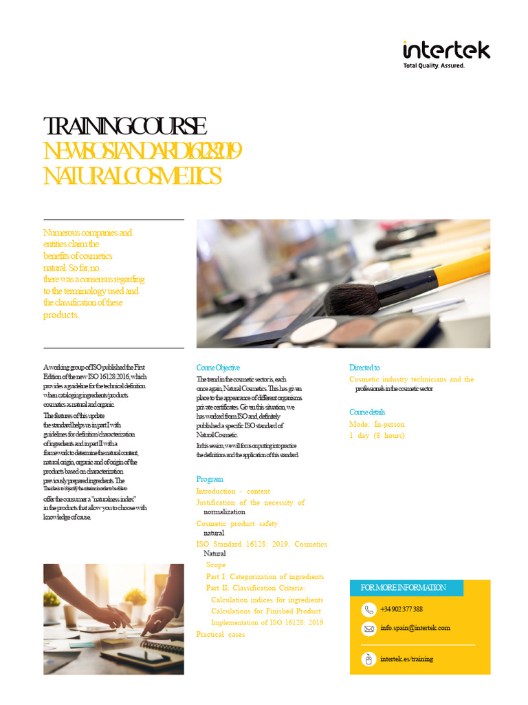 ISO 16128 Training for Natural Cosmetics | PDF | Cosmetics