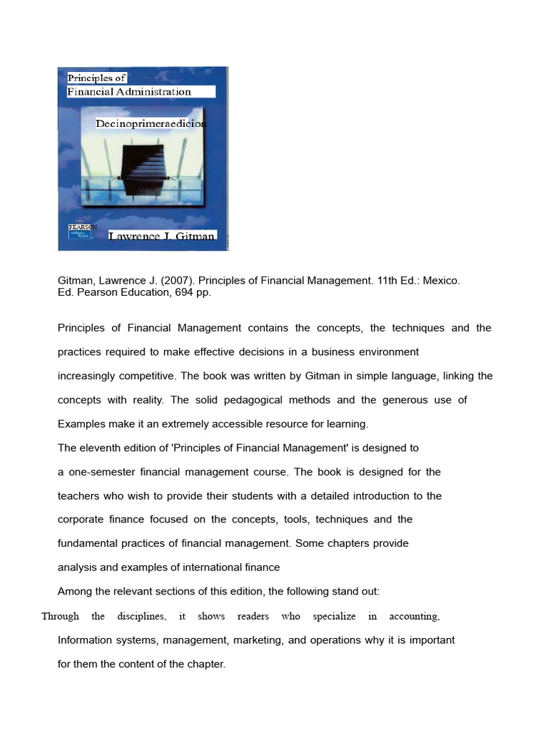 Review of Financial Management Principles by Lawrence Gitman | PDF ...