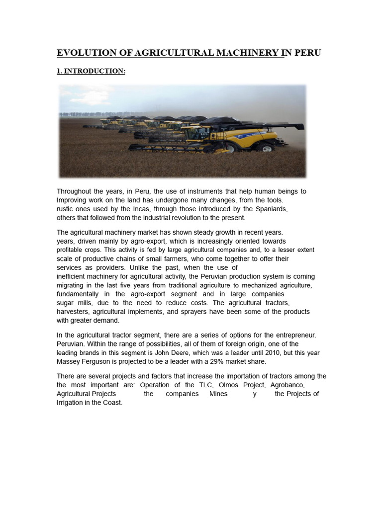 Evolution of Agricultural Machinery in Peru | PDF | Agricultural Machinery | Agriculture