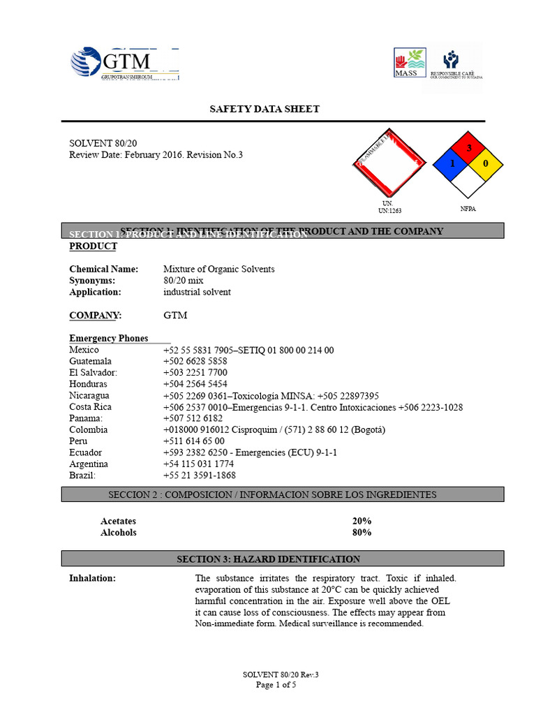 Safety Data Sheet SOLVENT BIC-K | PDF | Solvent | Combustion