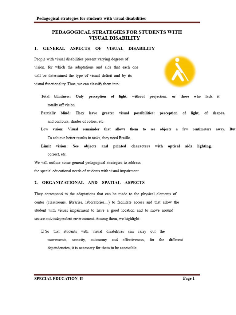 Strategies for Teaching Visually Impaired Students | PDF | Visual ...