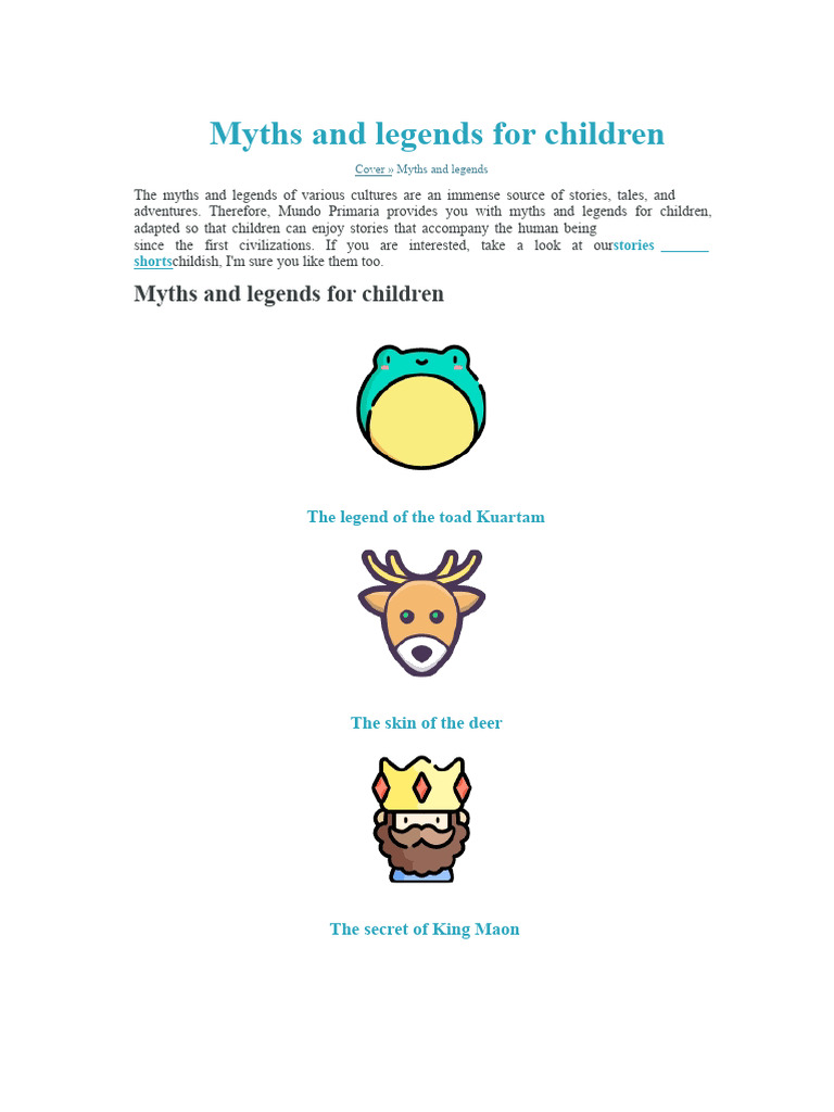 Engaging Myths and Legends for Kids | PDF