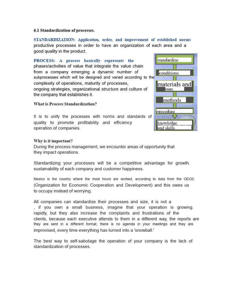6.1 Standardization of Processes | PDF | Six Sigma