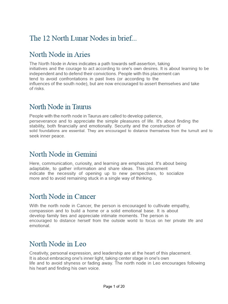 Understanding the 12 Lunar Nodes | PDF | Love | Emotions