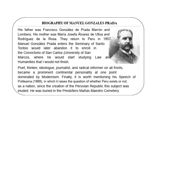 Biography of Manuel Gonzales Prada | PDF