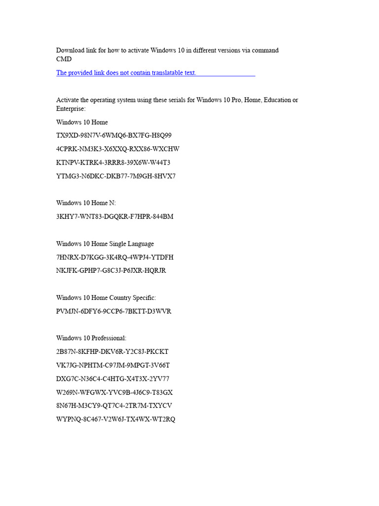 How To Activate Windows 10 Using CMD Command | PDF | Windows 10 | Software