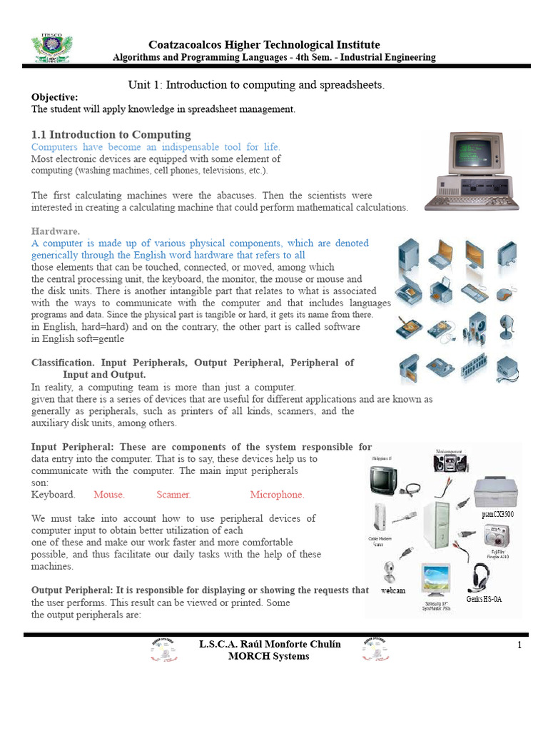 Unit 1, Introduction To Computing and Spreadsheet. | PDF | Operating ...