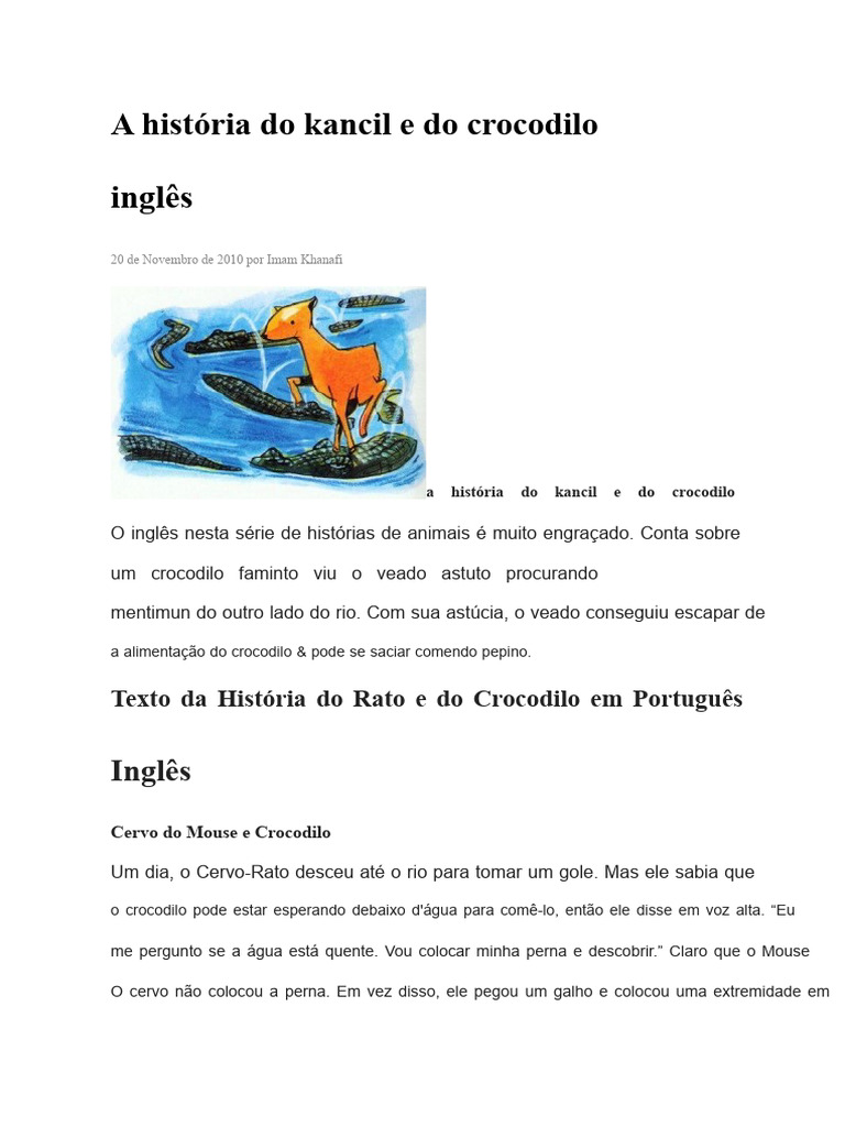 The Story of The Mouse Deer and The Crocodile. | PDF