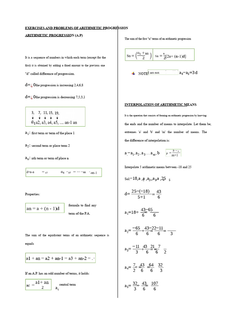 Exercises and Problems of Arithmetic Progression | PDF | Arithmetic | Number Theory