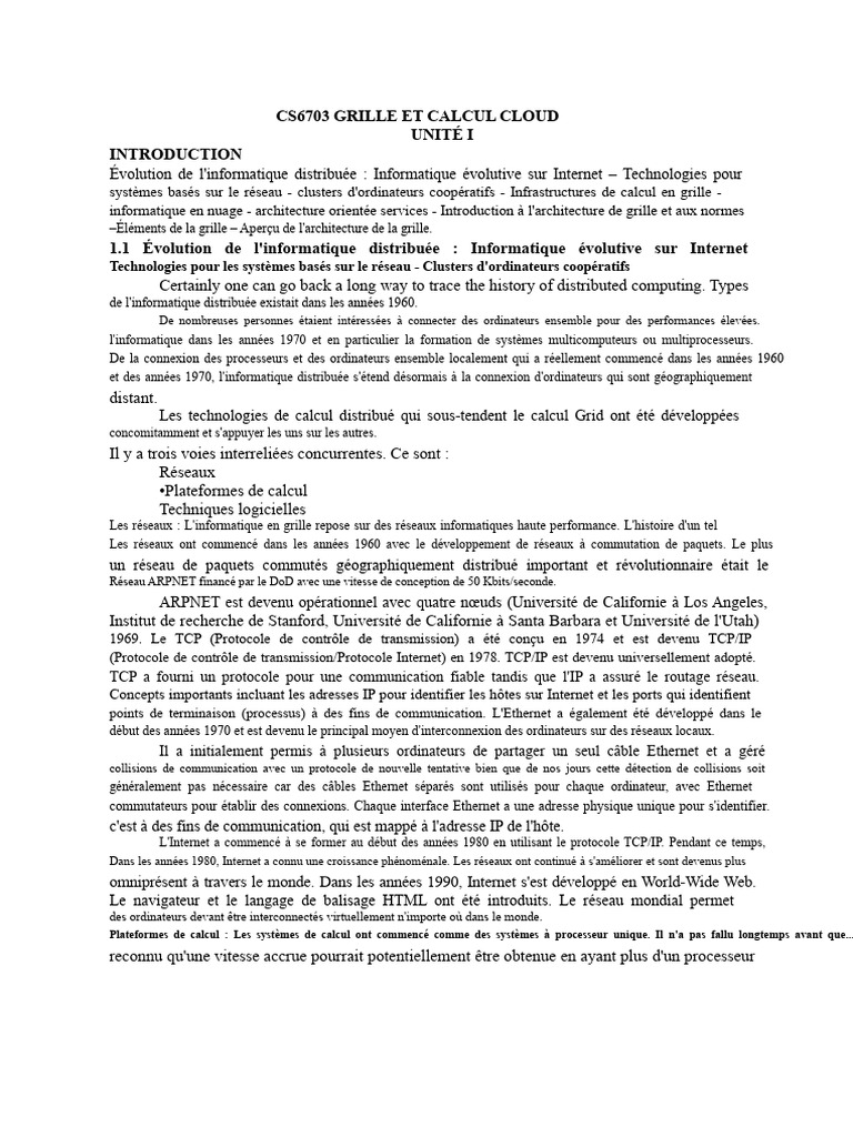 Notes Sur L'informatique en Grille Et L'informatique en Nuage | PDF ...