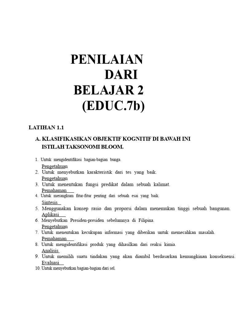PENILAIAN PEMBELAJARAN II (EDUC.7b) | PDF