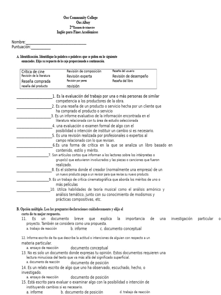Oas Community College-Eap | PDF