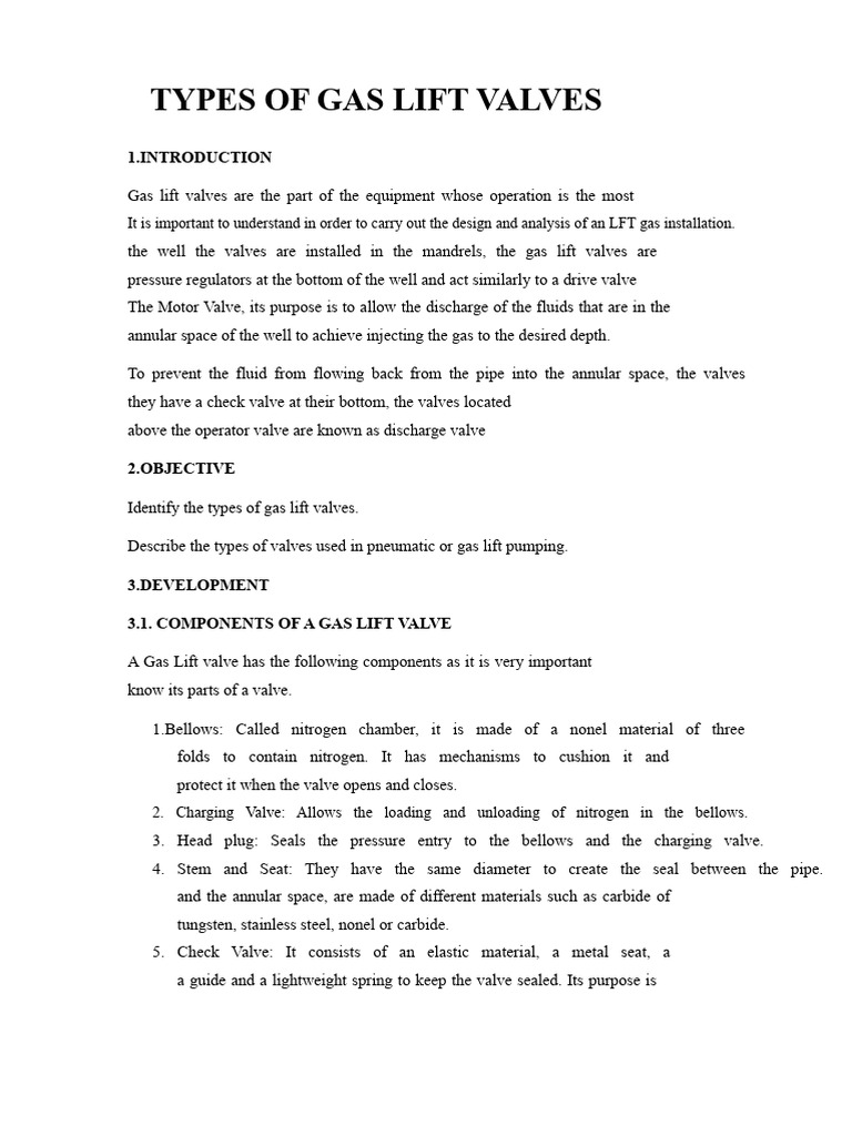 Types of Gas Lift Valves | PDF | Valve | Pipe (Fluid Conveyance)