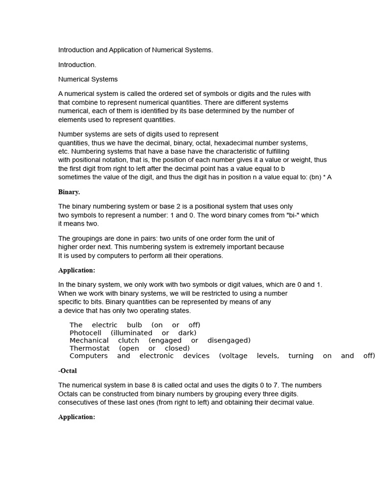 Introduction and Application of Numerical Systems | PDF | Computing ...