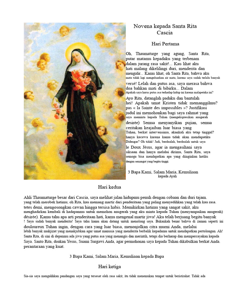 Novena Santa Rita: Doa Harapan dan Pertolongan | PDF
