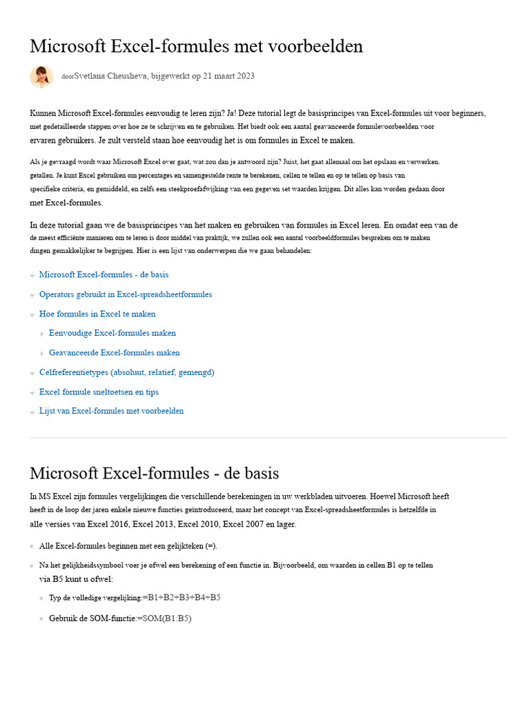Excel-Formules Met Voorbeelden | PDF