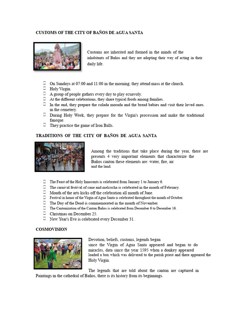 Customs and Traditions of Baños, Ecuador | PDF | Festival | Carnival