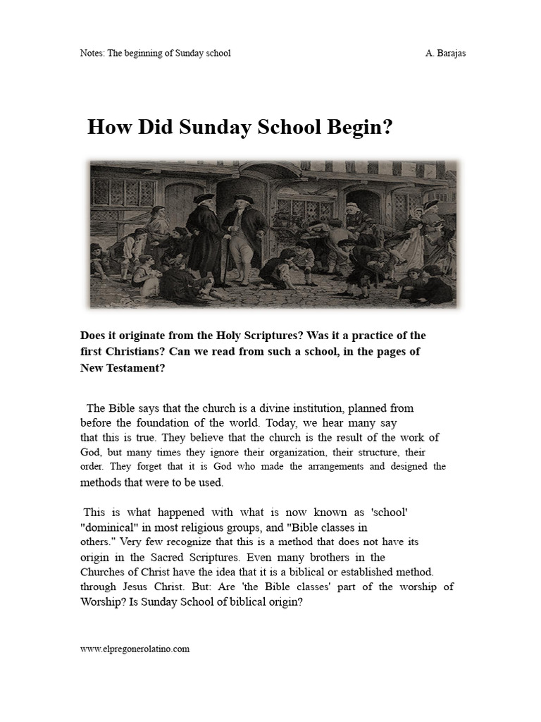 Origins of Sunday School Explained | PDF | Bible | Sunday School