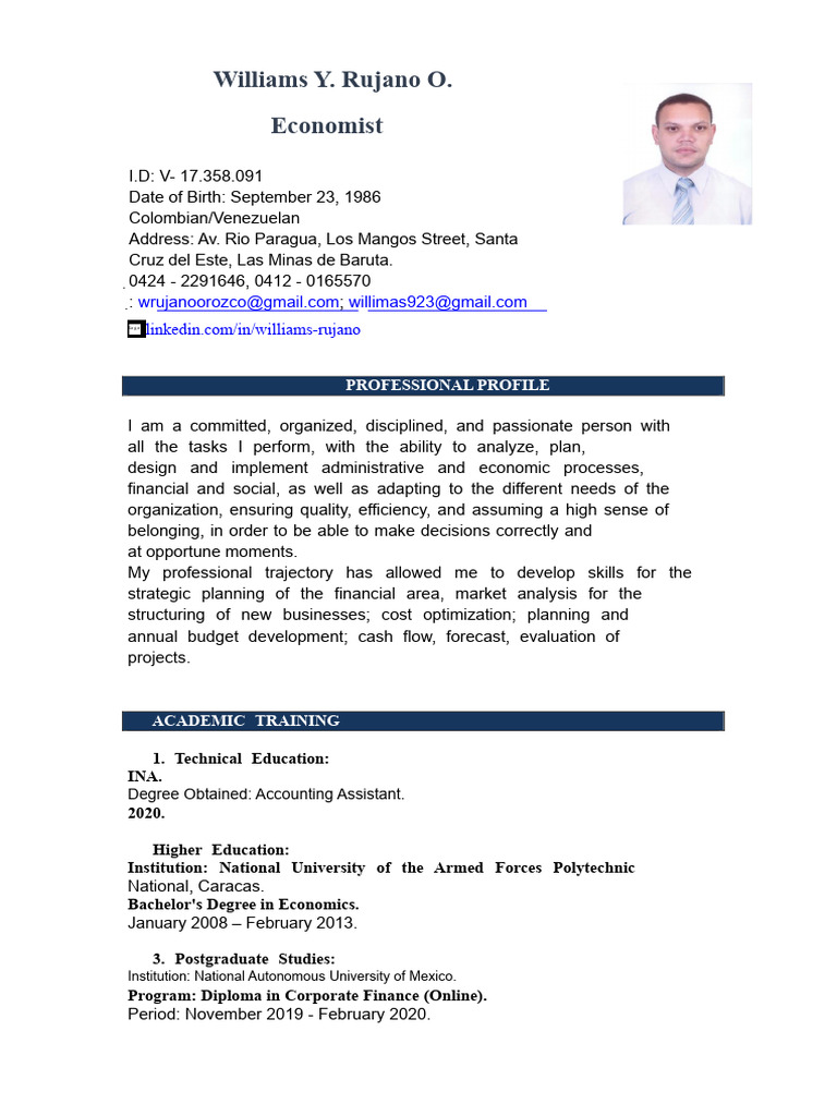 Economist CV | PDF | Financial Analyst | Banks