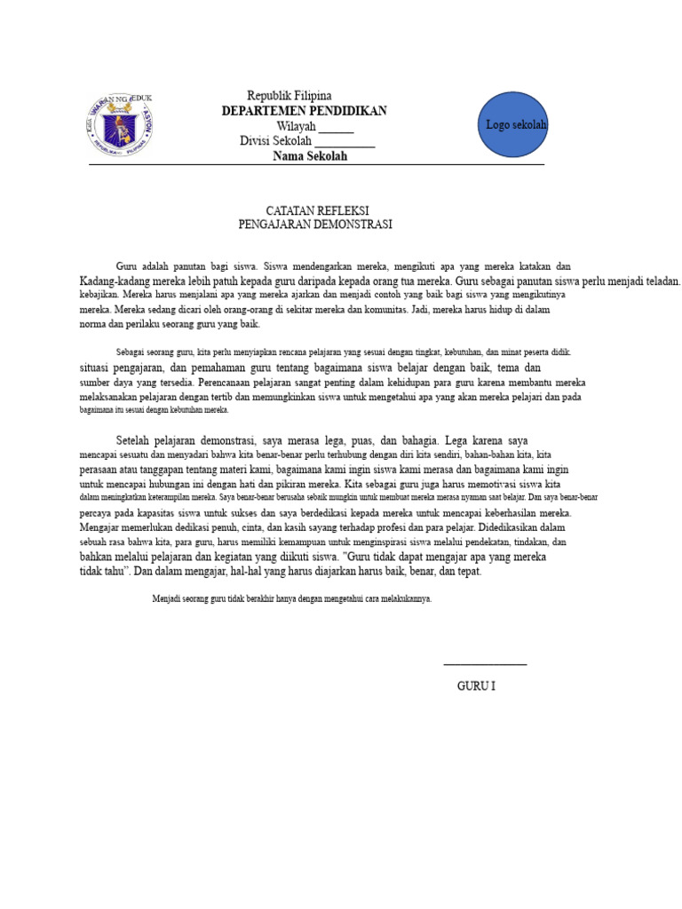 Catatan Refleksi Contoh | PDF