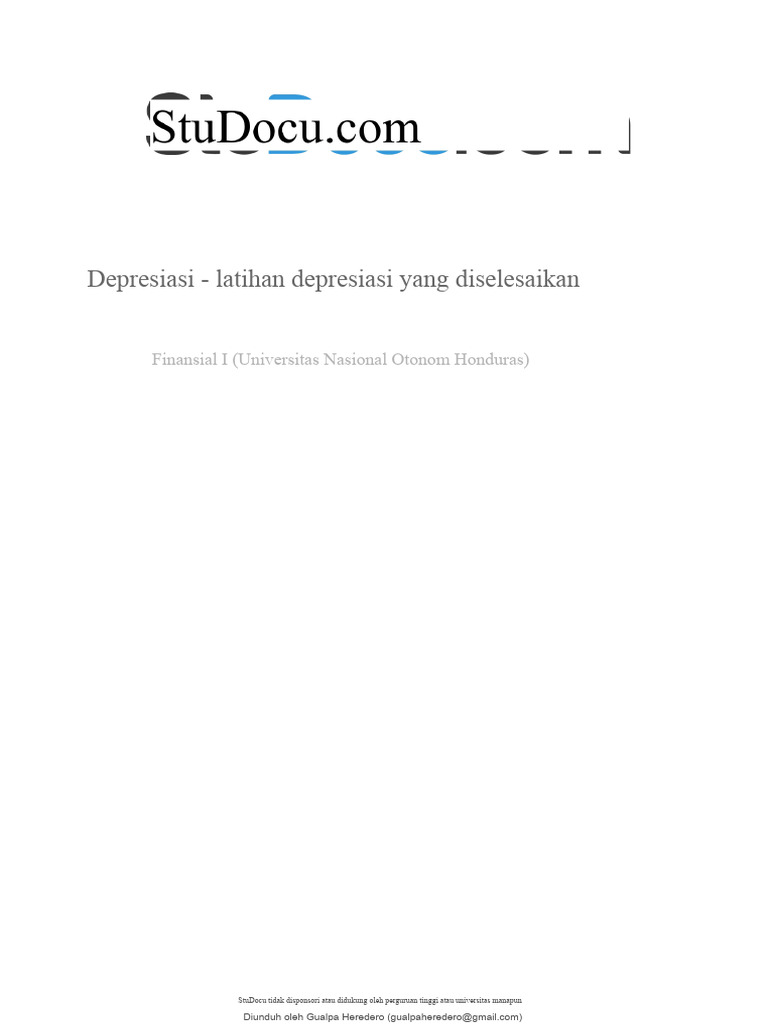 Penyusutan Latihan Penyusutan Yang Diselesaikan | PDF