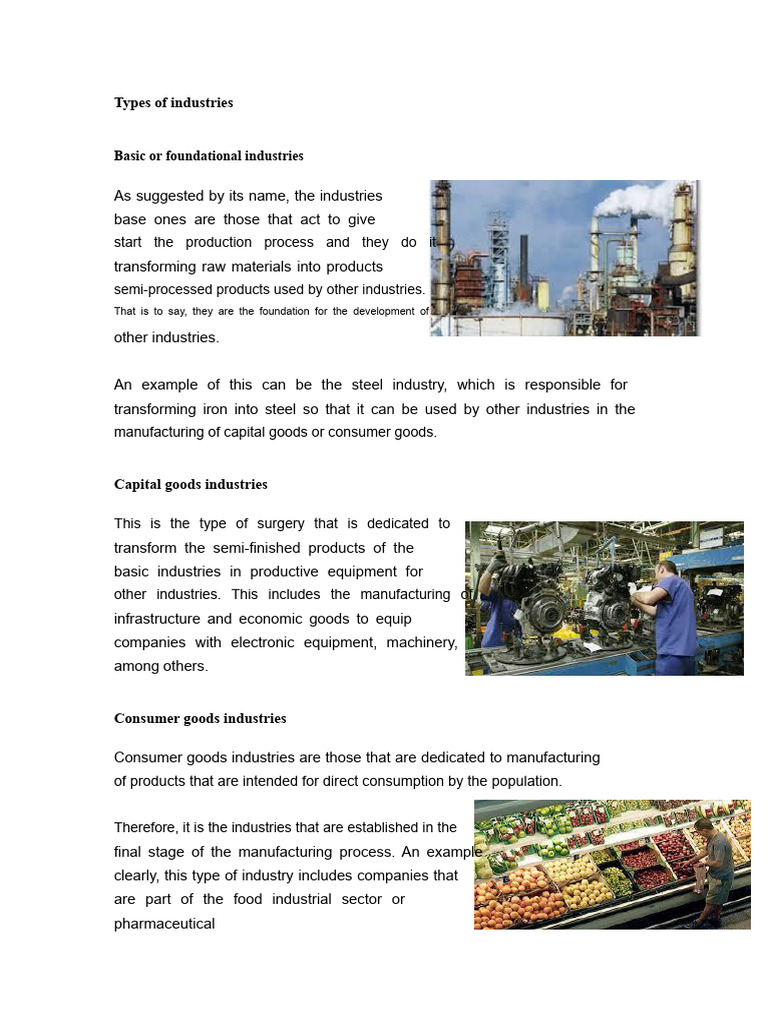 Types of Industries | PDF | Capital (Economics) | Goods