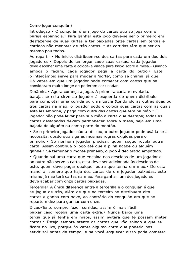 Como Jogar Conquian | PDF