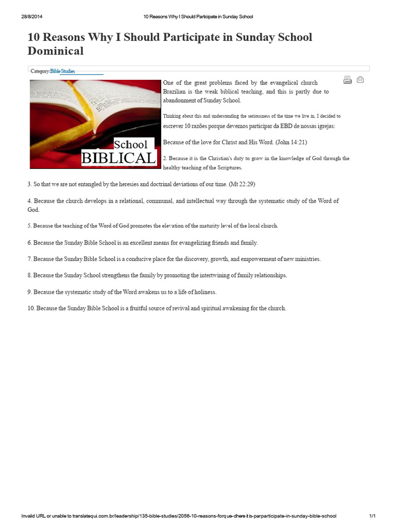 10 Reasons to Join Sunday School | PDF