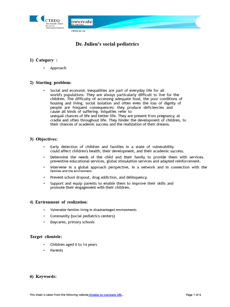 Dr. Julien's Social Pediatrics Approach | PDF | Pediatrics | Child ...