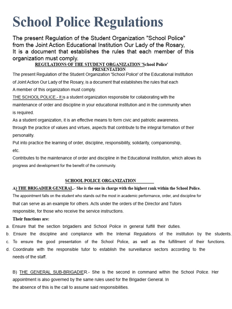 School Police Regulations | PDF