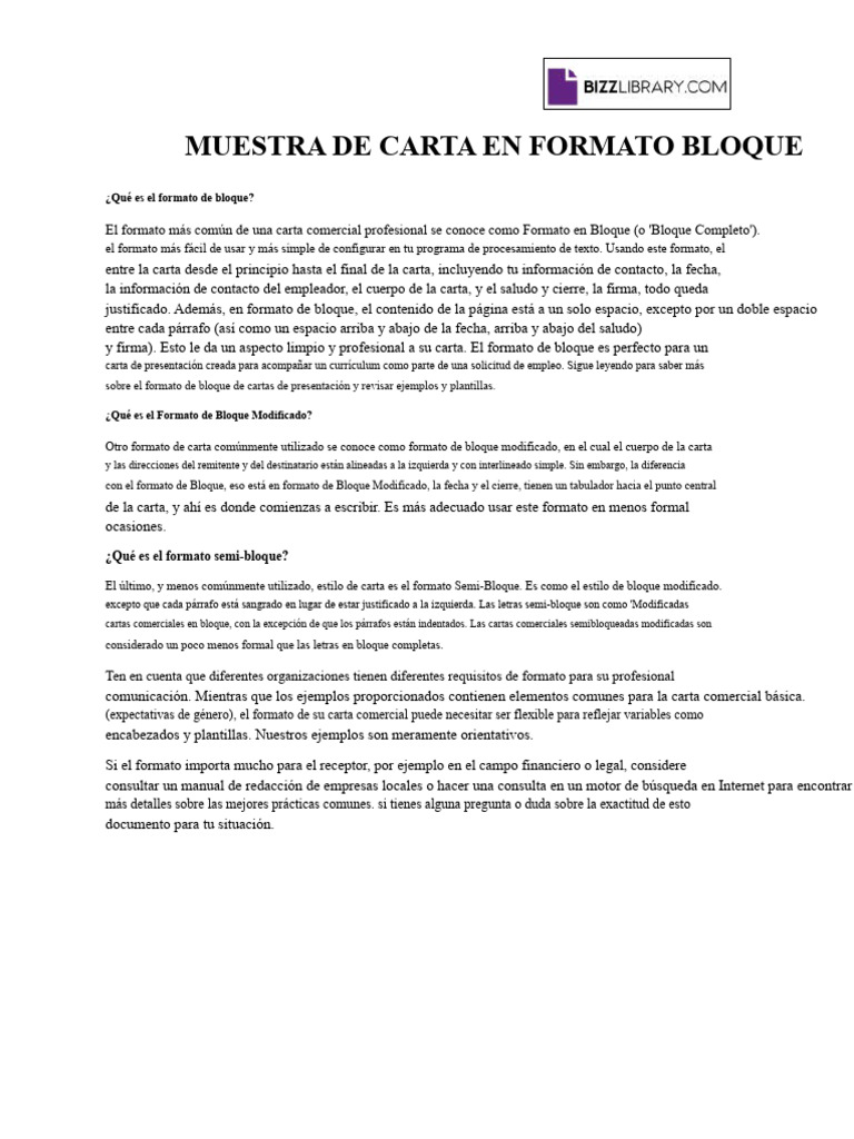 Guía del Formato de Carta en Bloque | PDF | Plan de estudios