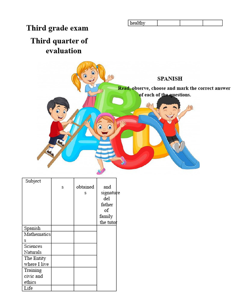 Third Grade Exam Third Trimester | PDF | Magnet | Moon