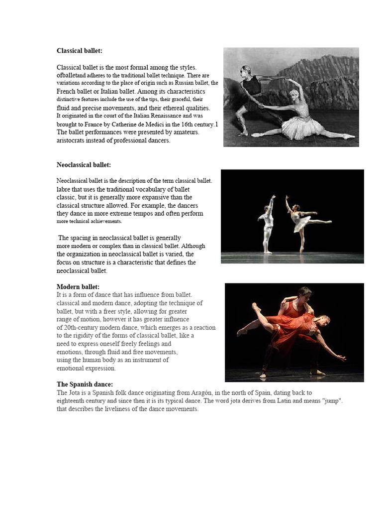 Types of Ballet Dance Styles | PDF | Ballet | Dances