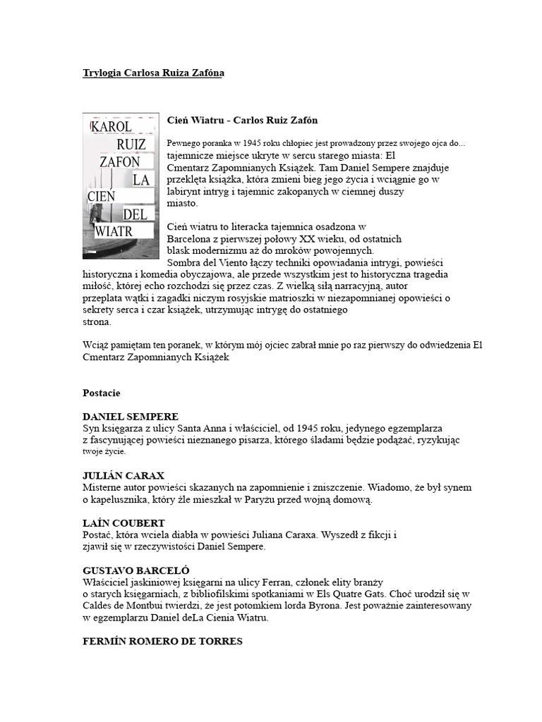 Trylogia Carlosa Ruiza Zafóna | PDF