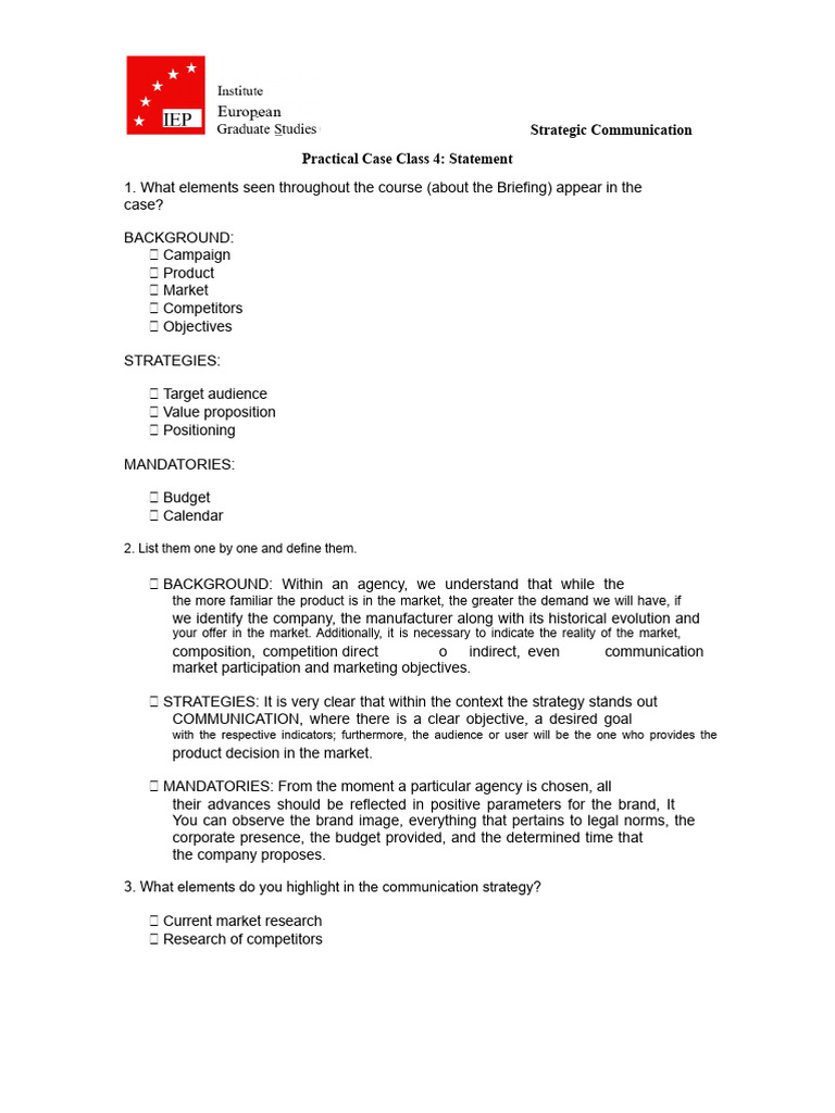 Strategic Communication Case Study | PDF | Brand | Strategic Communication
