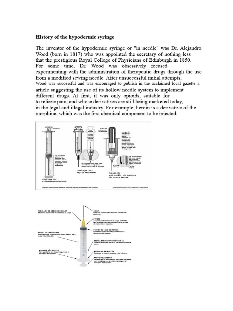 History of the Hypodermic Syringe | PDF | Injection (Medicine) | Syringe