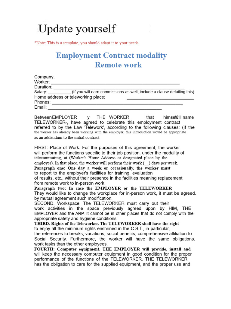 Remote Work Contract | PDF | Employment | Information Security