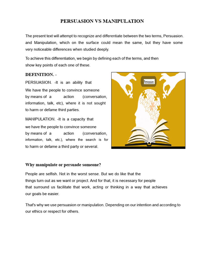 Understanding Persuasion vs. Manipulation | PDF | Persuasion ...