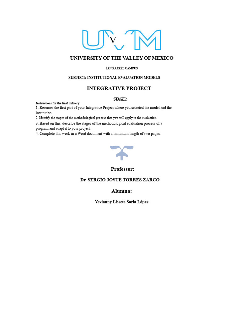 Integrative Project Stage 1 Uvm | PDF | Evaluation | Methodology