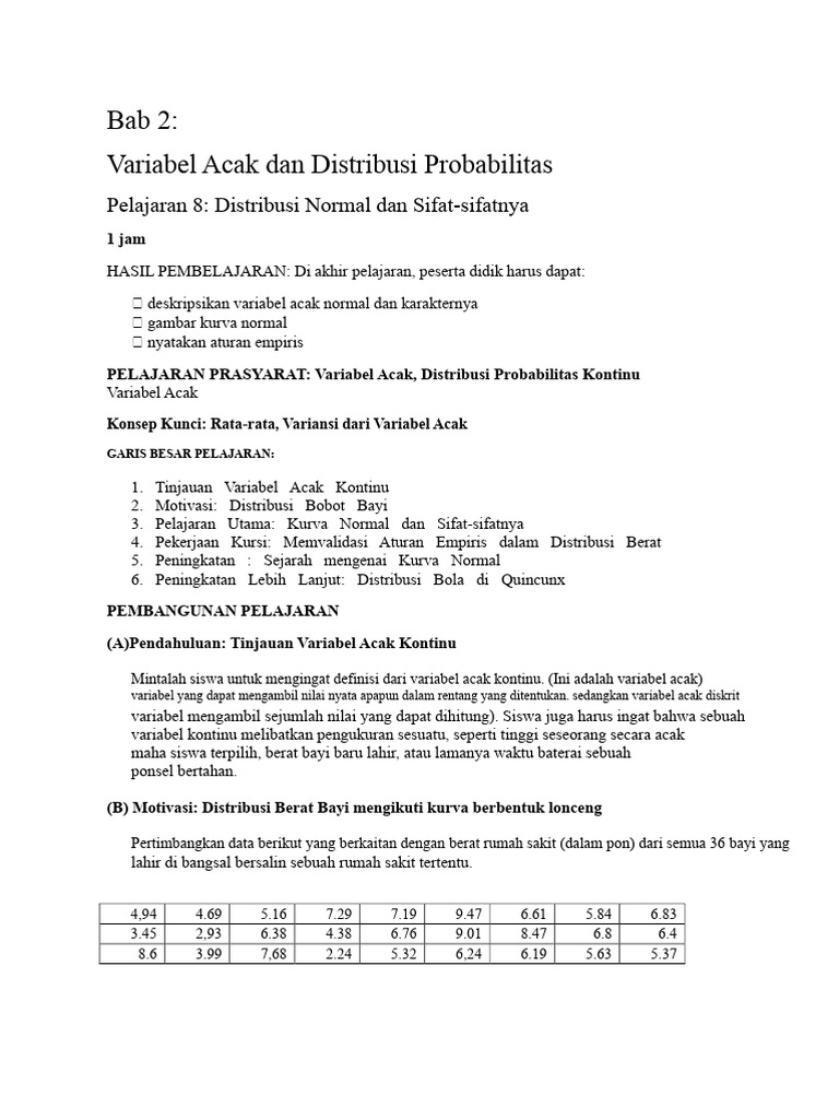 Pelajaran 2-08 Sifat Distribusi Normal | PDF